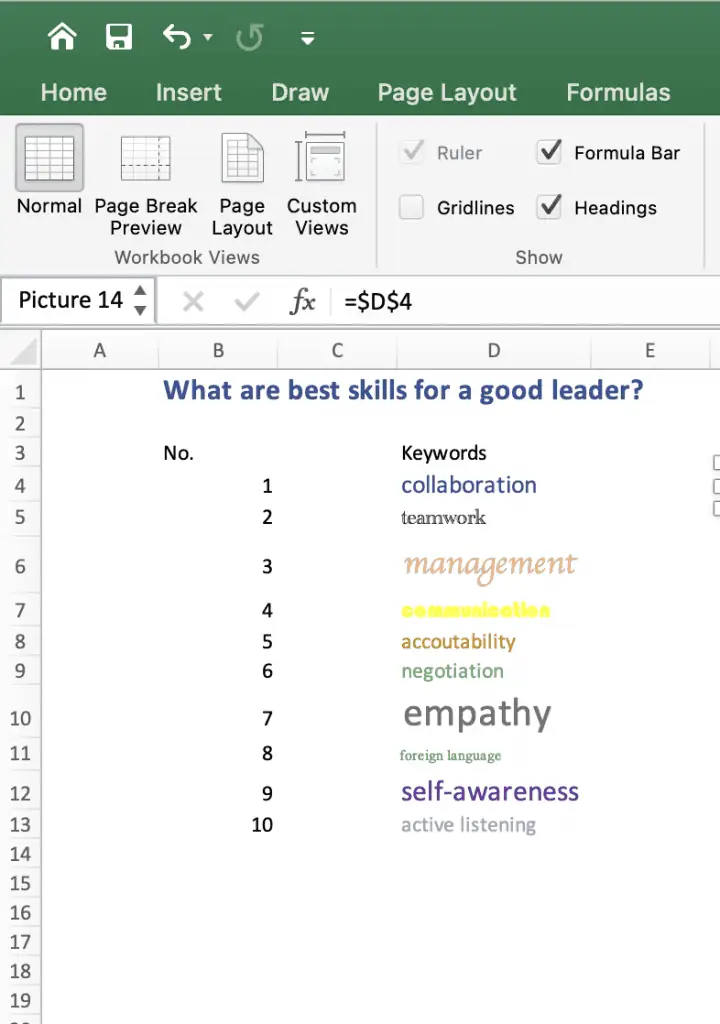 Стварэнне Word Cloud Excel 2024 Канчатковы гід
