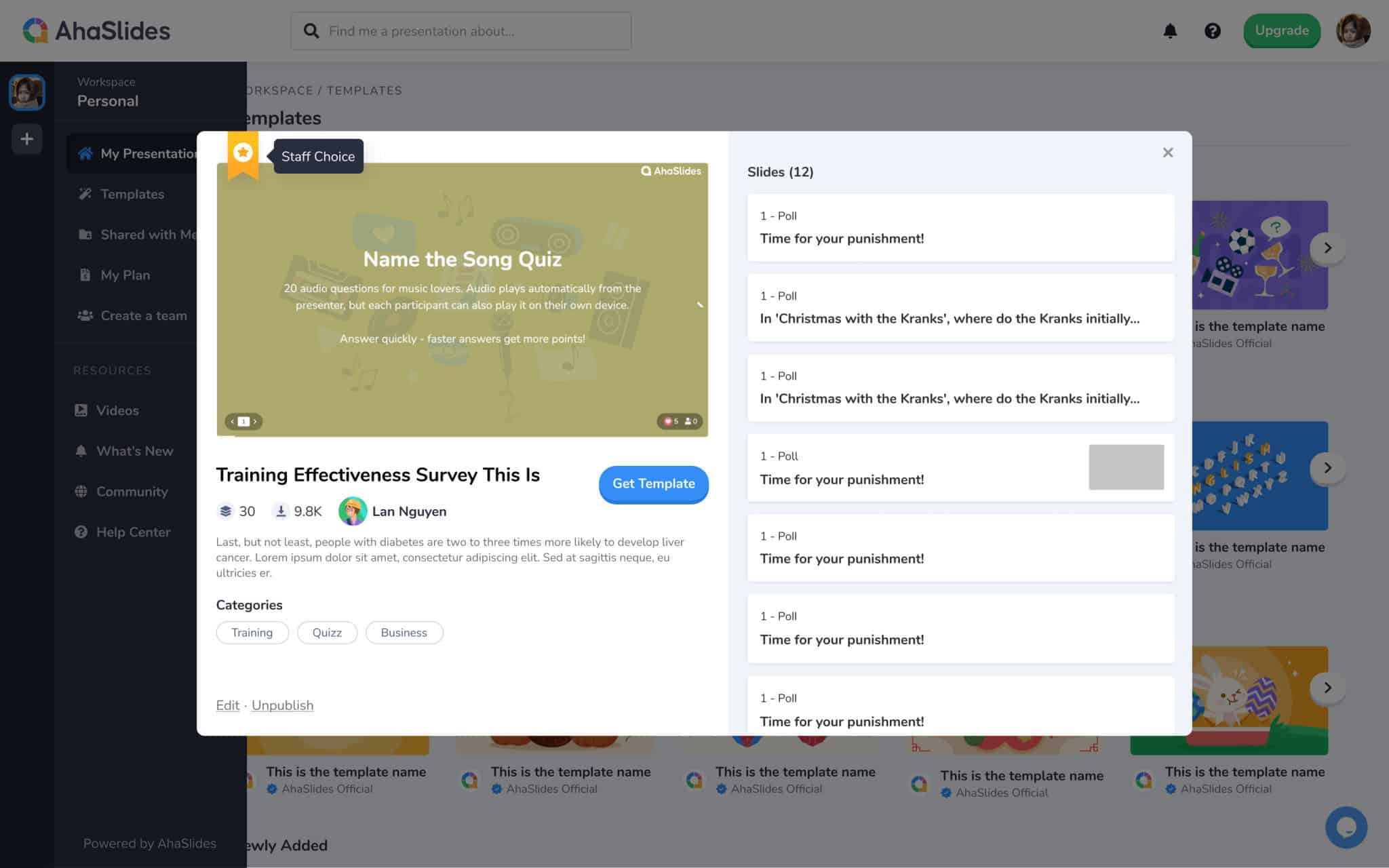Your Chance to Shine: Get Featured with Staff Choice Templates! - AhaSlides
